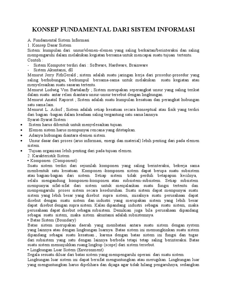 Konsep Fundamental Dari Sistem Informasi | PDF | Komputer | Teknologi ...