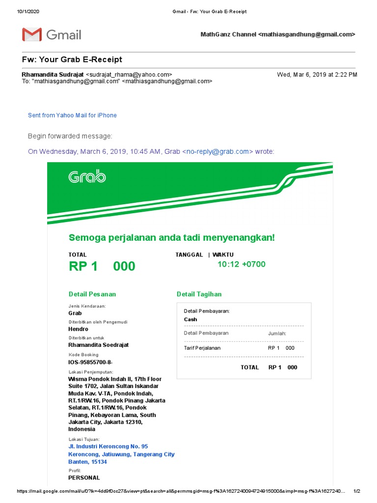Gmail - FW - Your Grab E-Receipt | PDF
