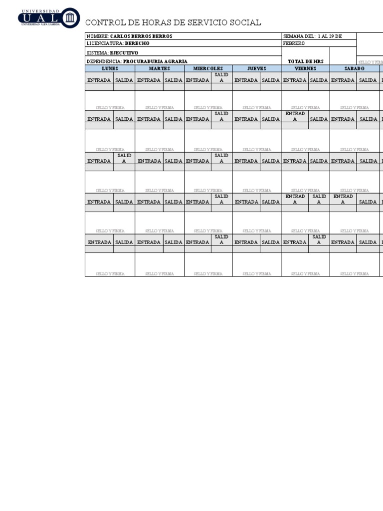 Control de Horas de Servicio Social | PDF