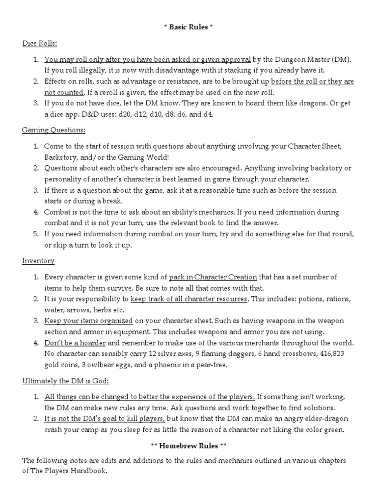 Homebrew Rules and Buffs | PDF | D20 System | Role Playing