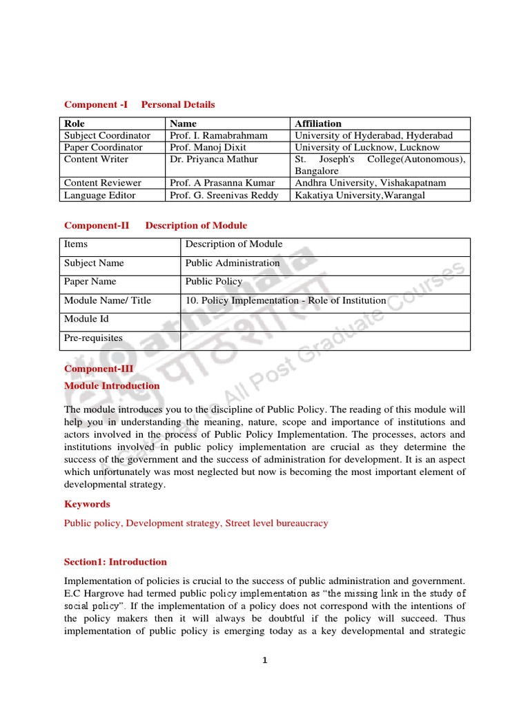 Policy Implementation PP PDF | PDF | Implementation | Top Down And ...