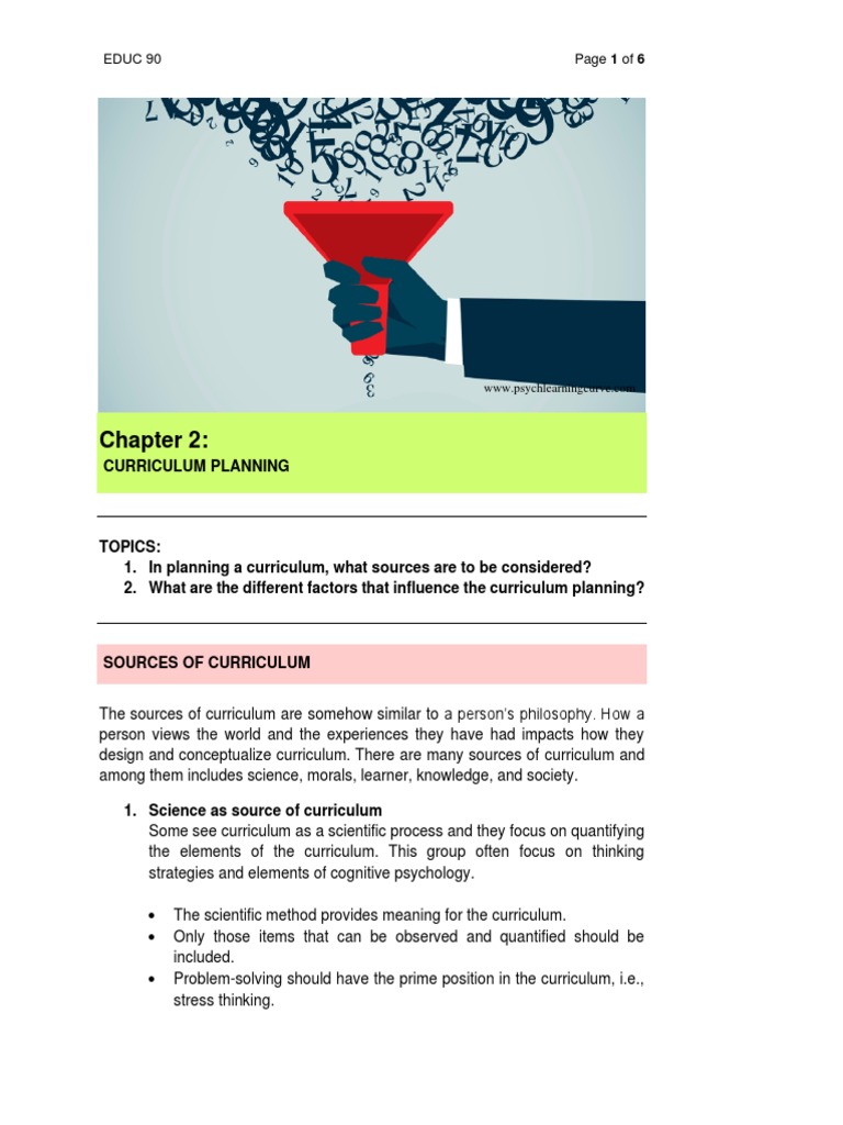 Chapter 2. Lecture1. Curriculum Planning - Sources and Influences | PDF ...