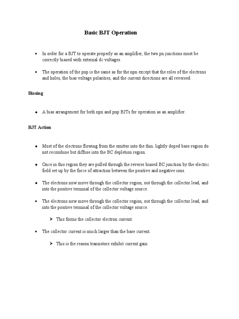 Basic BJT Operation | PDF