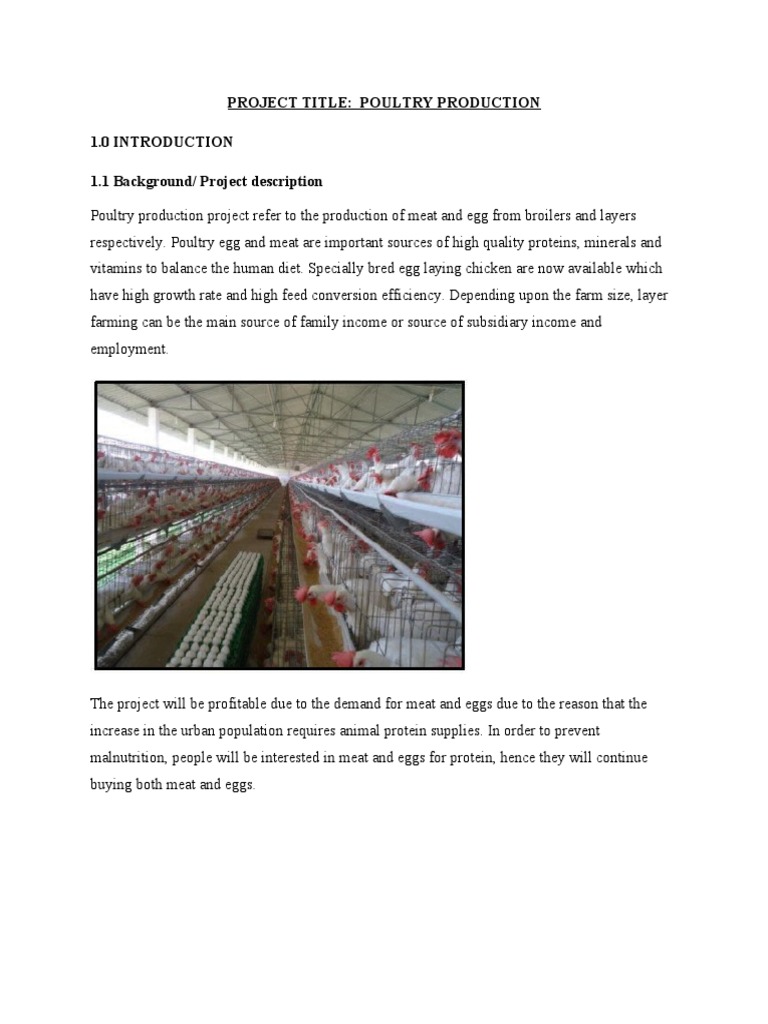 Project Title: Poultry Production 1.1 Background/ Project Description ...