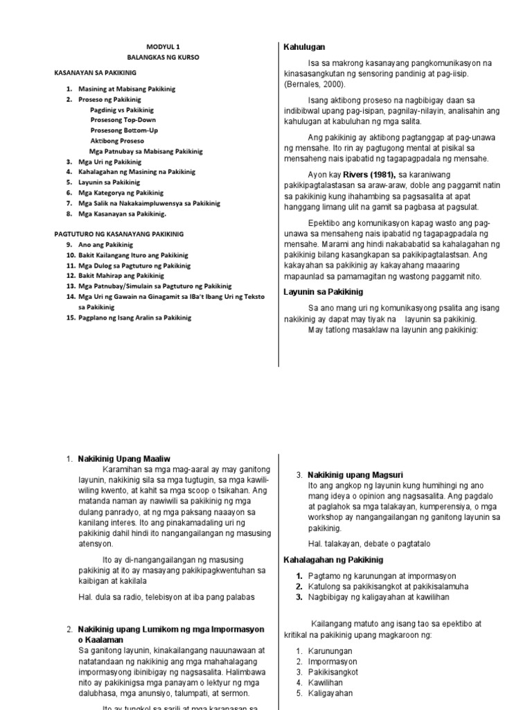 Lesson 1 Pakikinig | PDF