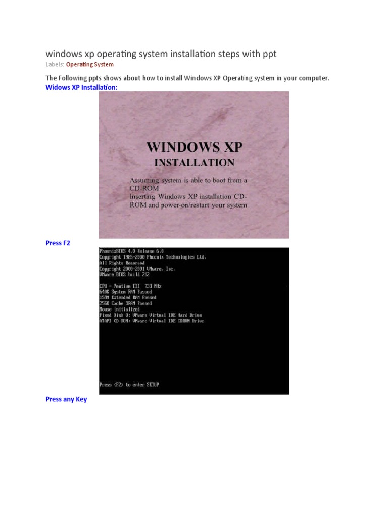Windows XP Installation Guide | PDF