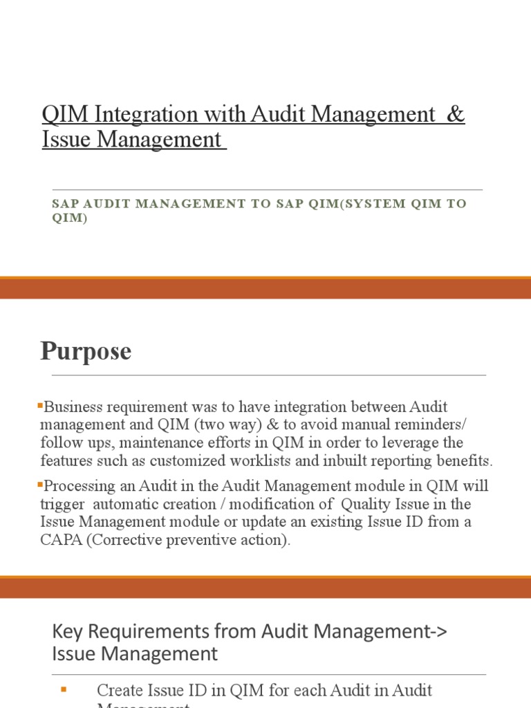 QIM Integration With Audit Management (QIM) & Quality Management (QM ...