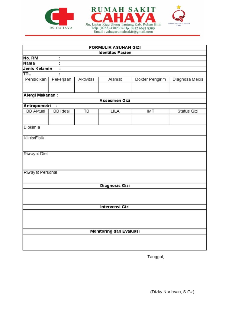 Form-Asuhan-Gizi-rawat Inap | PDF | Ilmu Sosial