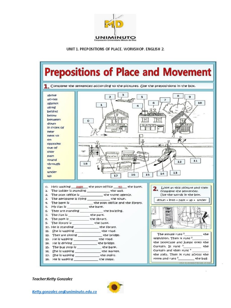 Unit.4. Eng. 2. Prepositions of Place. Workshop. | PDF