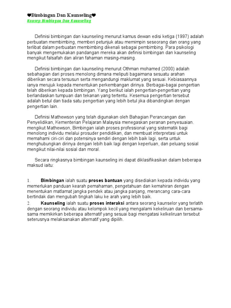 Bimbingan Dan Kaunseling | PDF