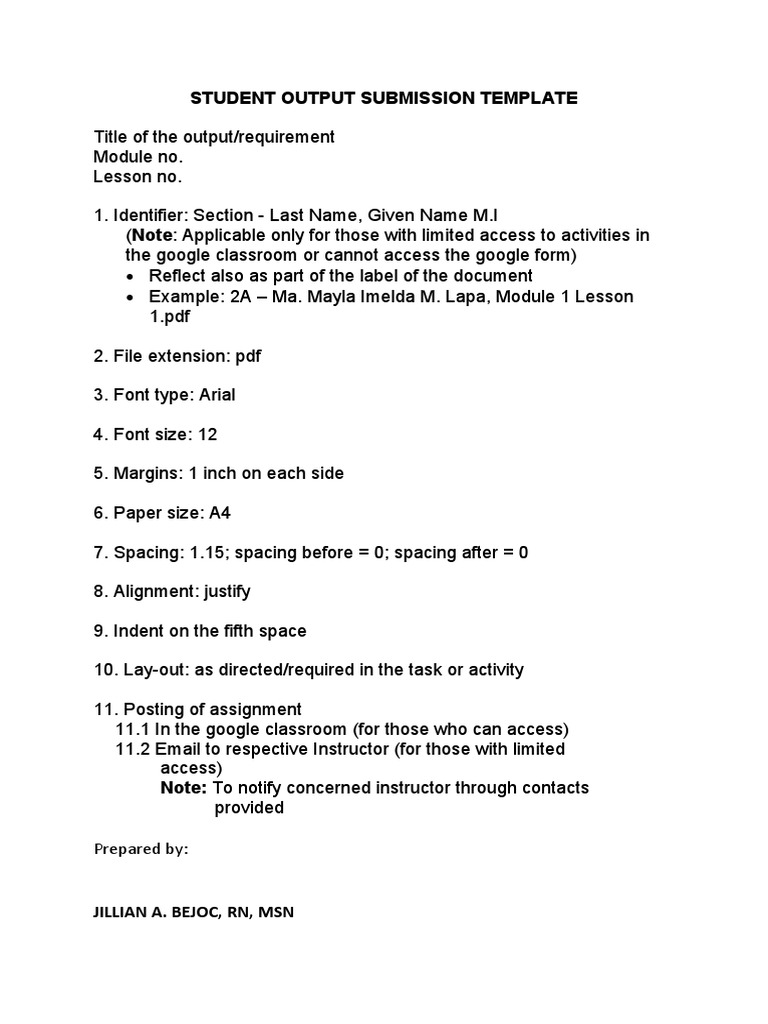 Student Output Submission Guidelines | PDF | Computers