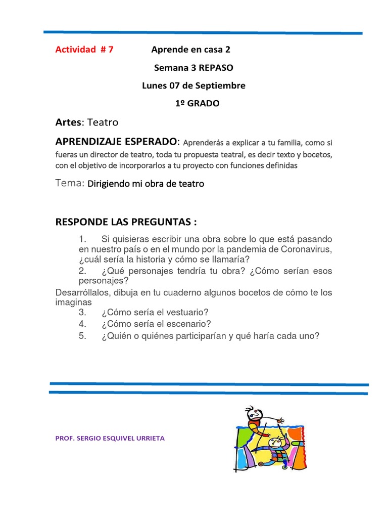 1 - Act. Sem Del 7 Al 11 de Sep. 1ºGRADO PDF | PDF | Teatro | Entretenimiento (general)