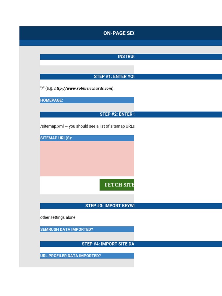 BLANK - SEMrush On-Page SEO Template - Make A Copy To Edit | PDF ...