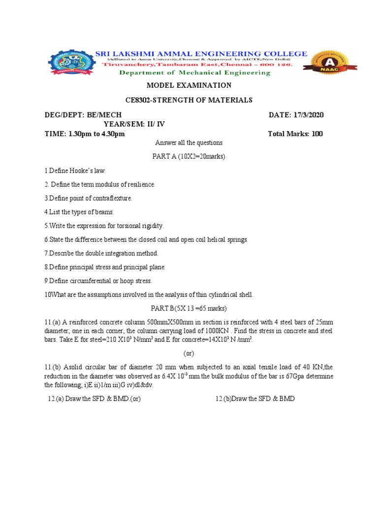 Som MODEL | PDF | Beam (Structure) | Young's Modulus