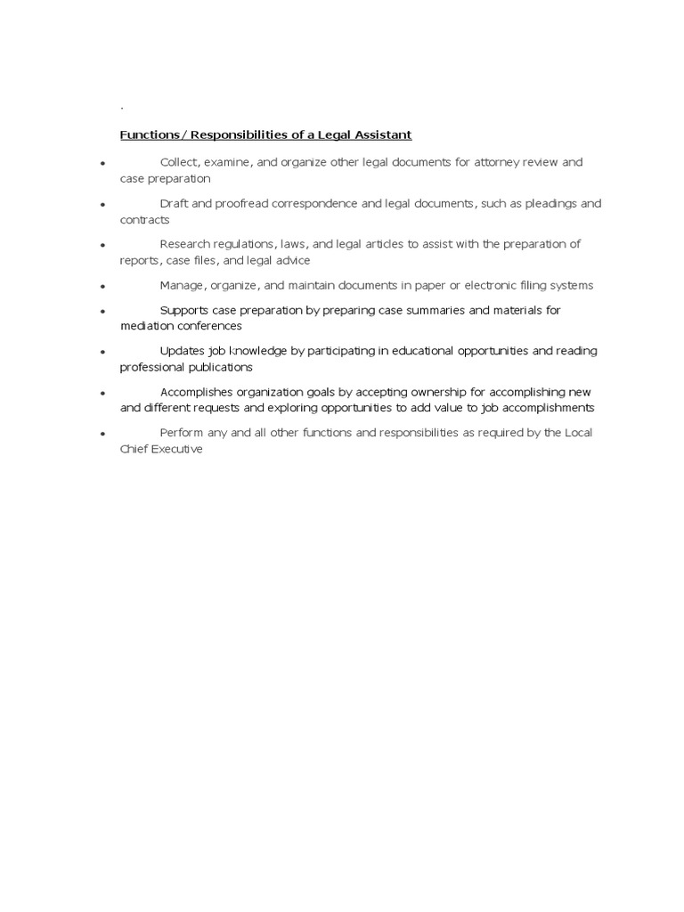 Legal Assistant Job Function | PDF