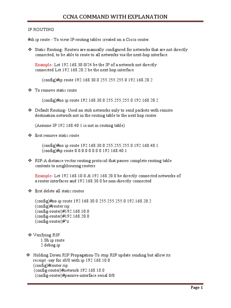 Ccna Command With Explanation Example Pdf Routing Router Computing 2465