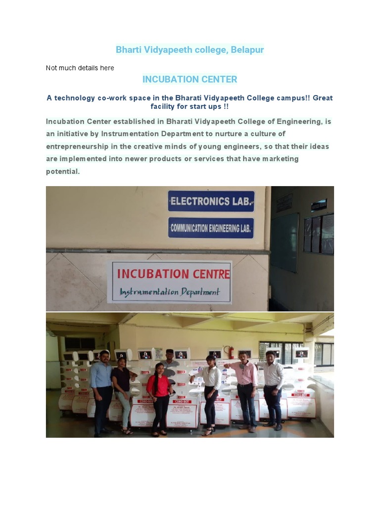 Incubation Center Details | PDF | Business Incubator | Startup Company