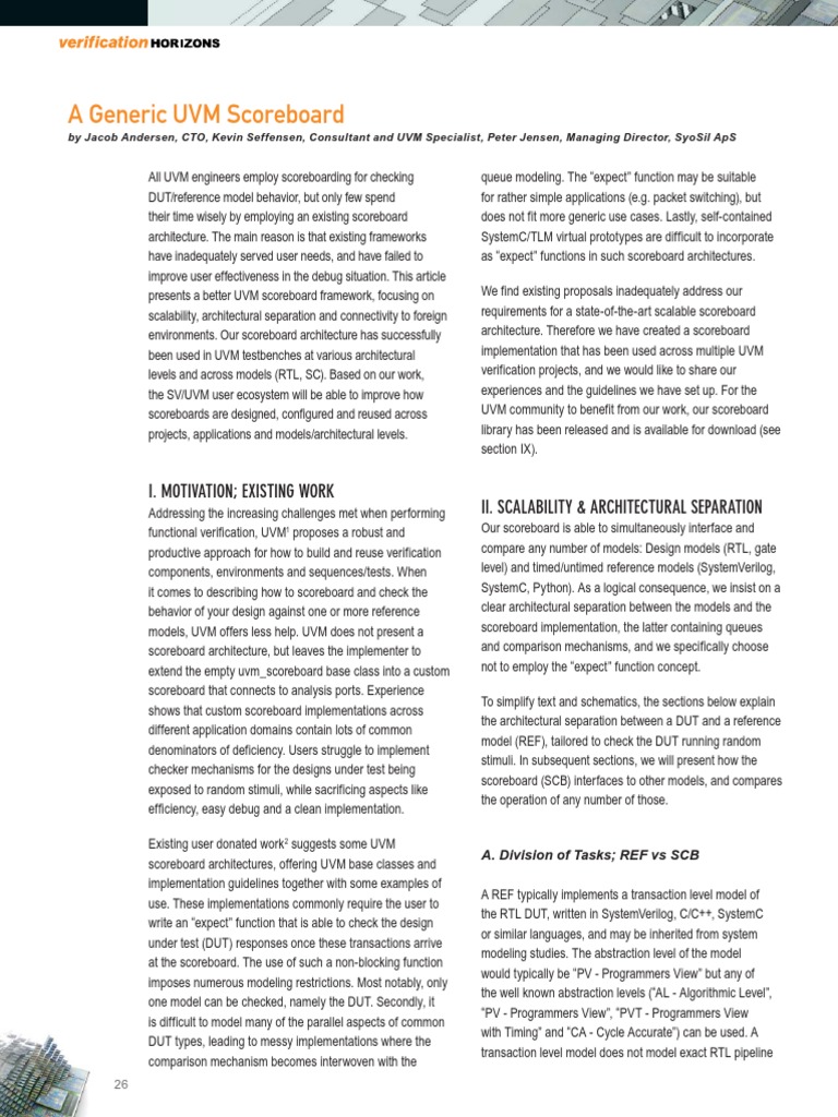 A Generic UVM Scoreboard: I. Motivation Existing Work Ii. Scalability ...