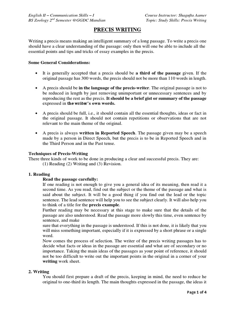 Mastering Precis Writing Techniques | PDF | Writers | Idea