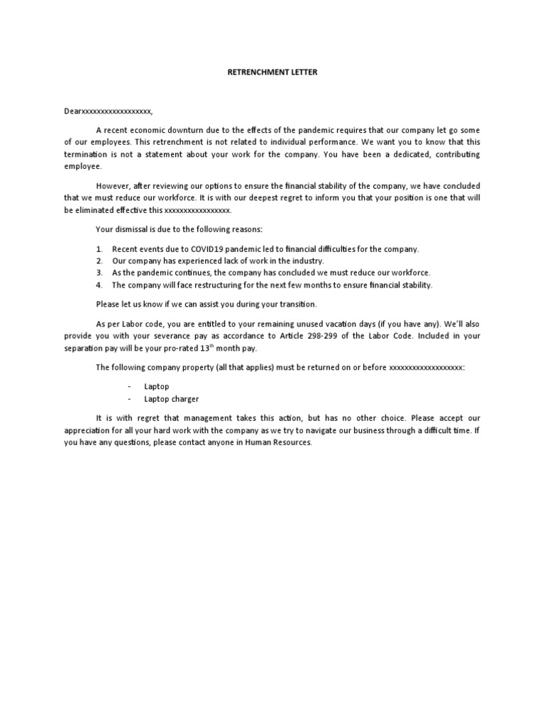 Retrenchment Letter | PDF