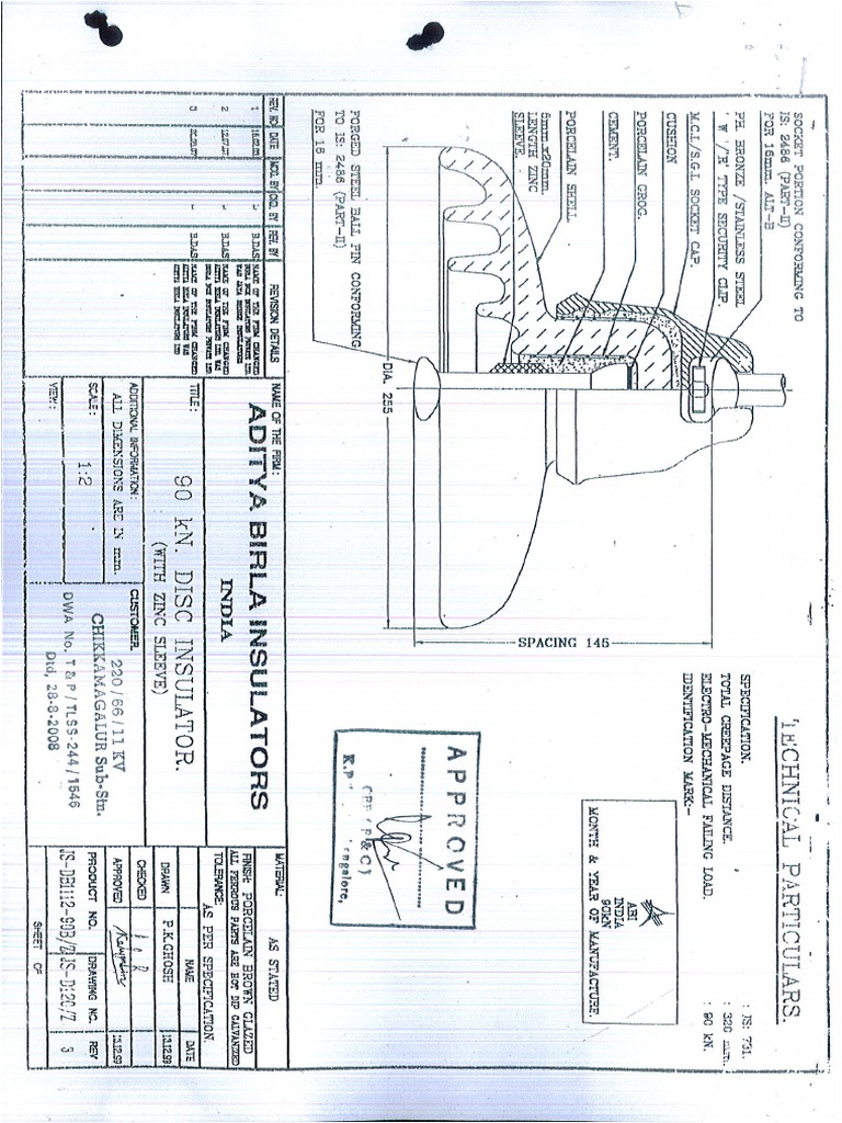 GTP & Drawing of 90KN DISC Insulator | PDF