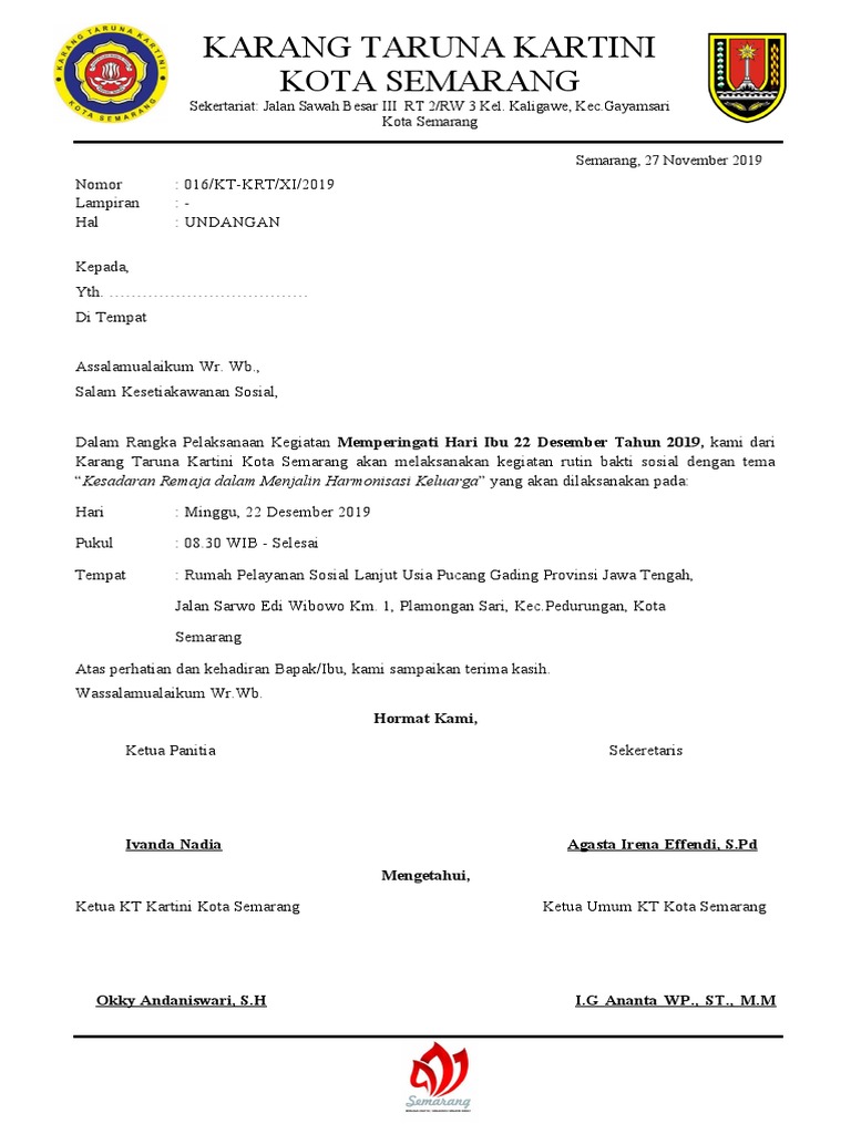 Undangan Dan Permohonan Dana Kartini | PDF