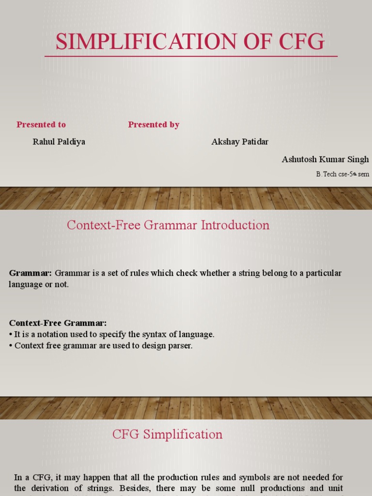 Simplification of CFG: Presented To Presented by | PDF | Metalogic ...