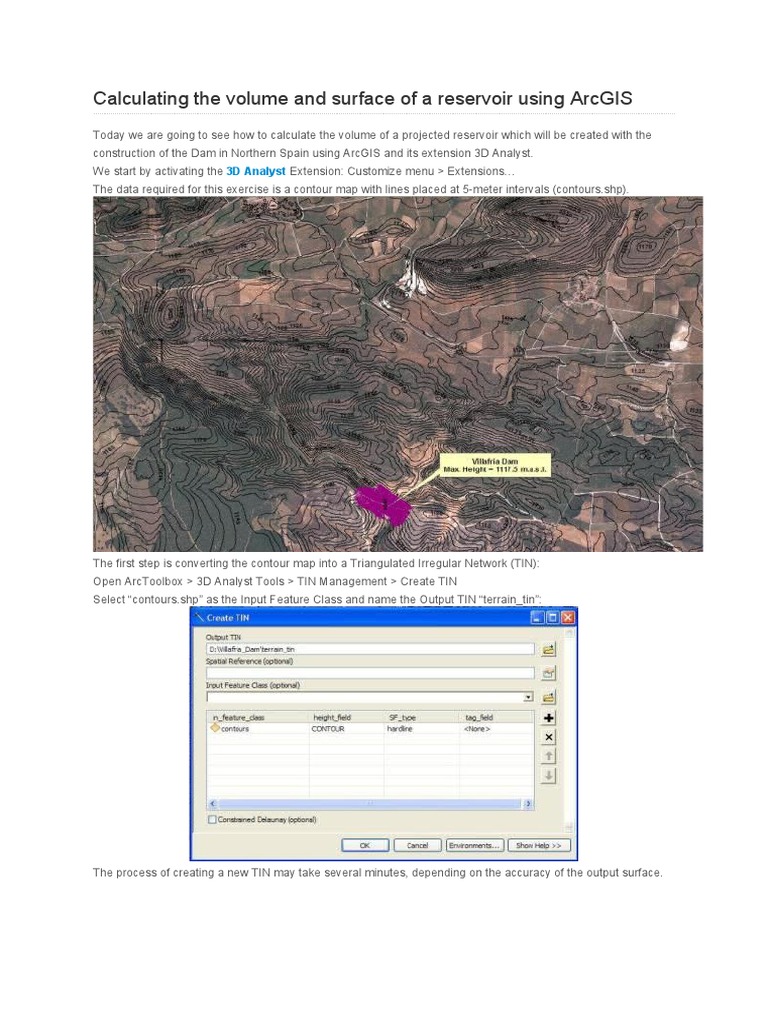 Calculating The Volume and Surface of A Reservoir Using | PDF ...
