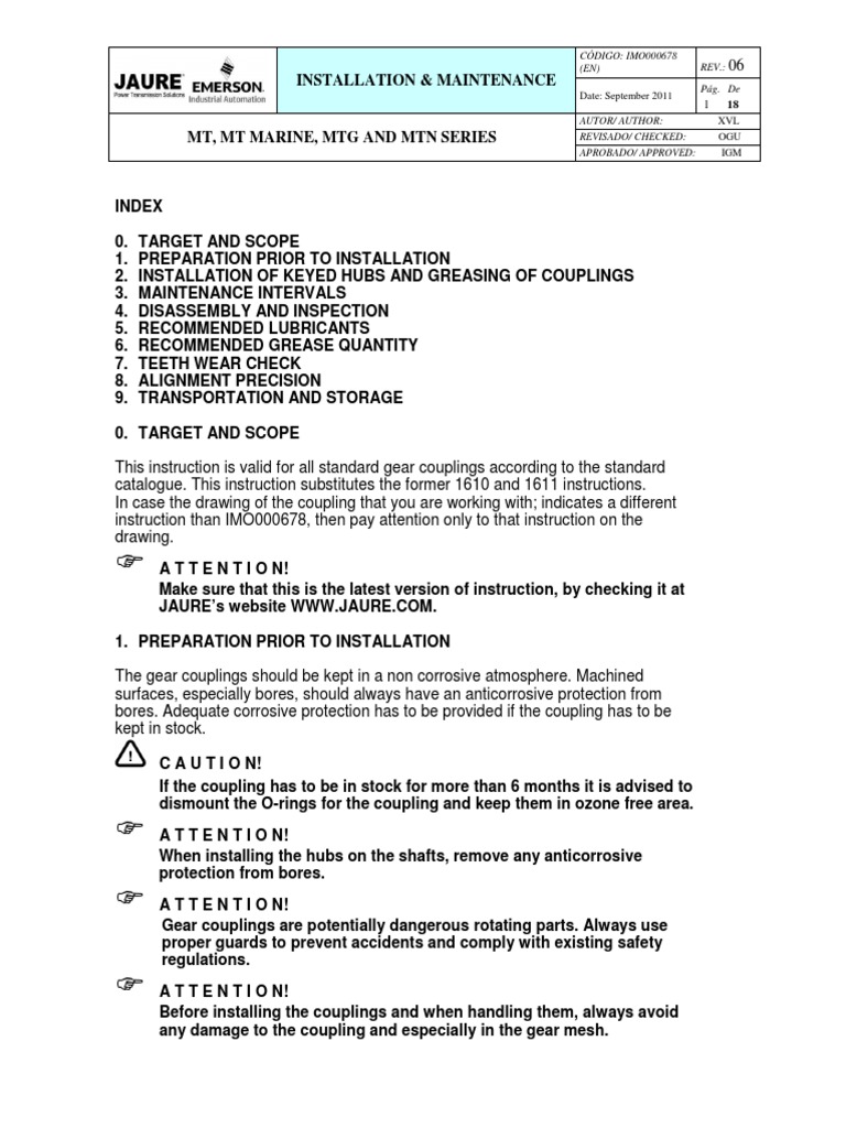 Toothed Coupling Installation and Maintenance Guide PDF | PDF | Gear ...
