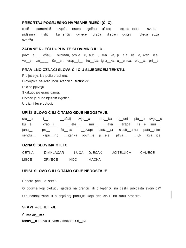 Ije, Je, Č, Ć, DŽ, Đ | PDF