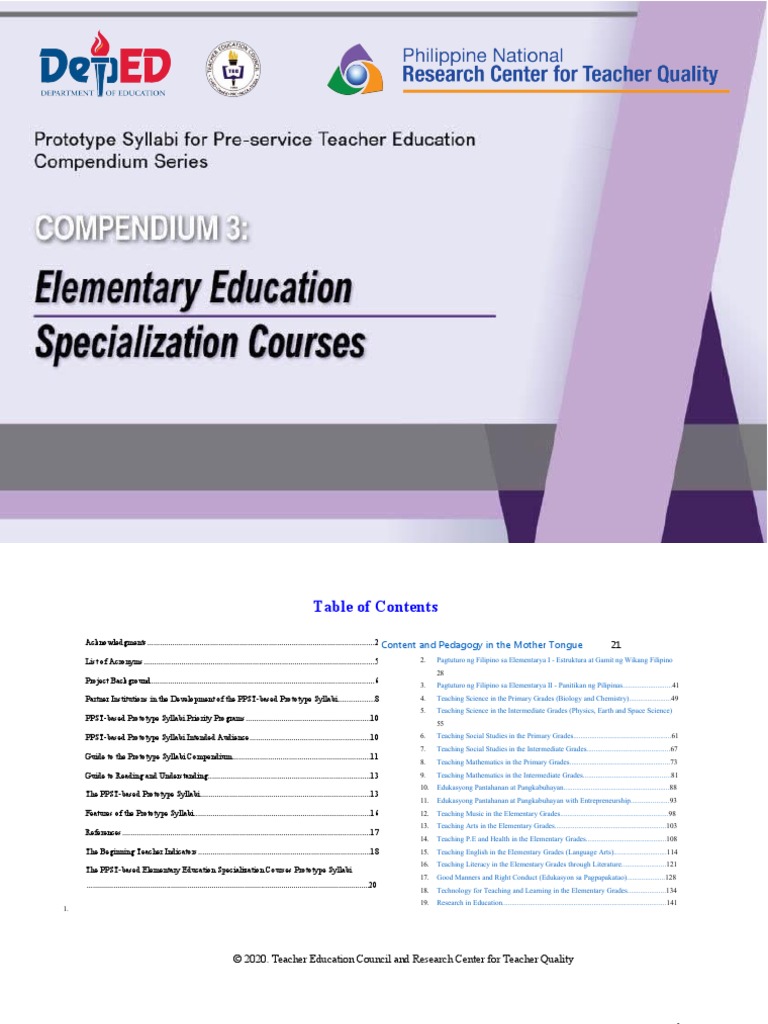 Elementary Education Prototype Syllabi Compendium | PDF | Curriculum ...