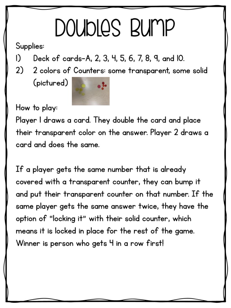 Doubles Bump Card Game Instructions | PDF | Games & Activities