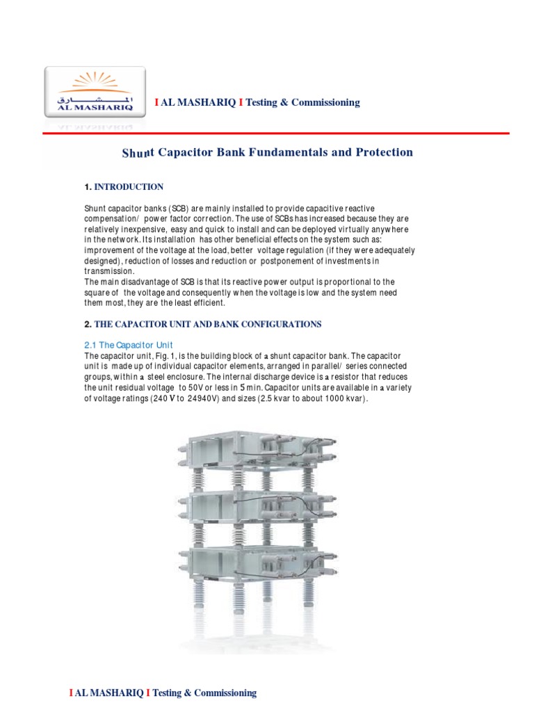 Shunt Capacitor Bank Design & Protection | PDF | Capacitor | Fuse ...
