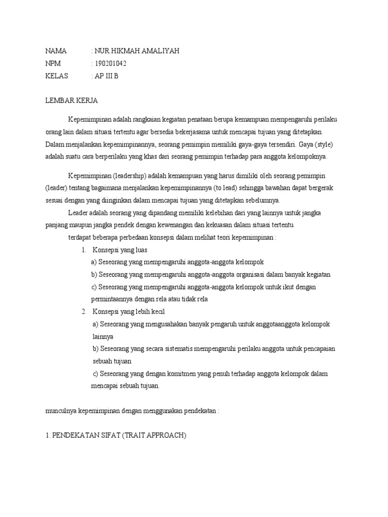 Lembar Kerja Kepemimpinan Pendidikan (SULFIANI) AP 3 B | PDF