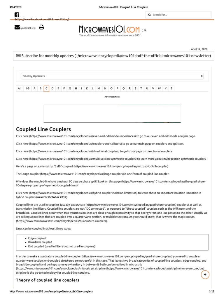 Microwaves101 - Coupled Line Couplers | PDF | Radio Technology | Wireless