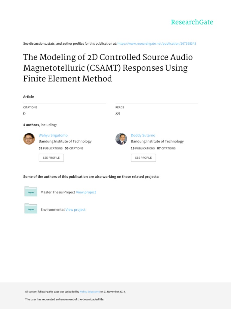The Modeling of 2D Controlled Source Audio Magneto | PDF | Electrical Resistivity And ...