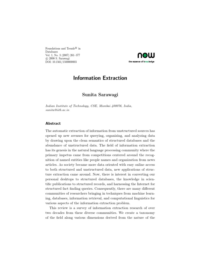Information Extraction Survey | PDF | Phrase | Parsing
