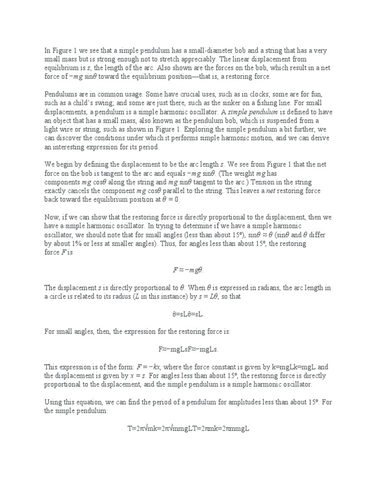 Simple Pendulum | PDF | Pendulum | Oscillation