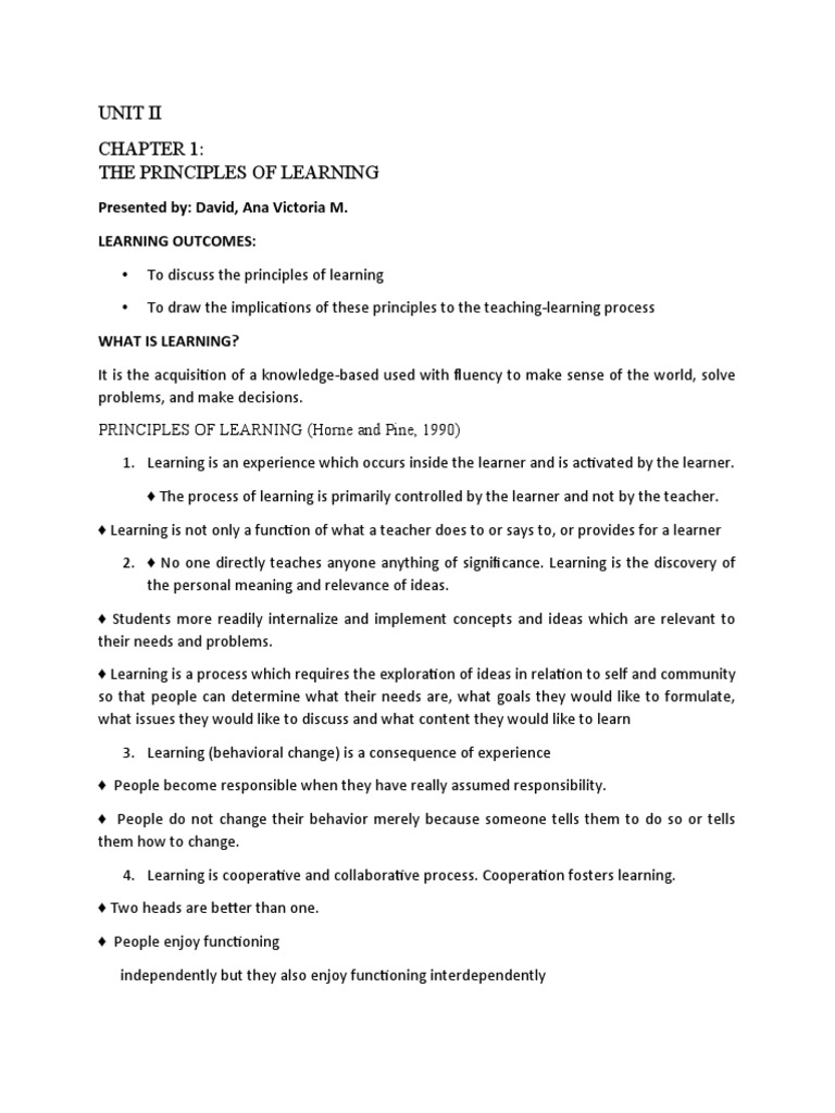 Unit-Ii-Chapter-1 - The Principles of Learning | PDF | Feeling ...