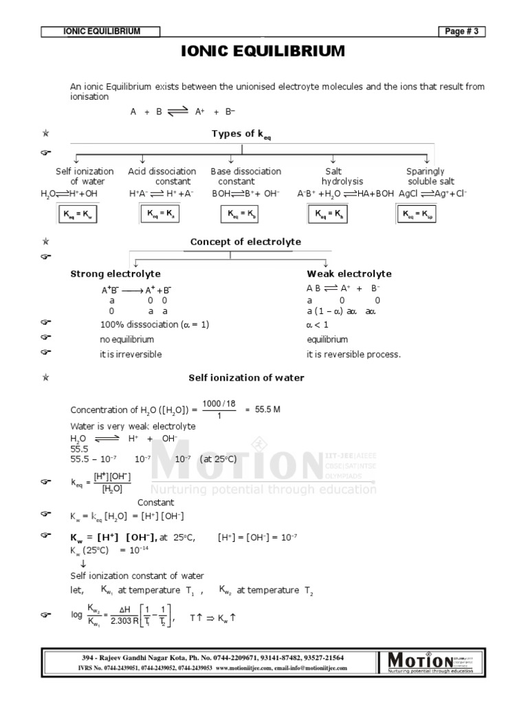 Ionic Equilibrium PDF | PDF | Acid Dissociation Constant | Buffer Solution
