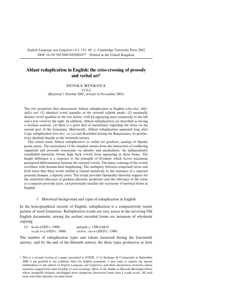 2002 - Ablaut Reduplication in English - The Criss-Crossing of | PDF ...