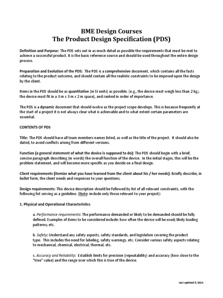 Product Design Specification Guide | PDF | Accuracy And Precision ...