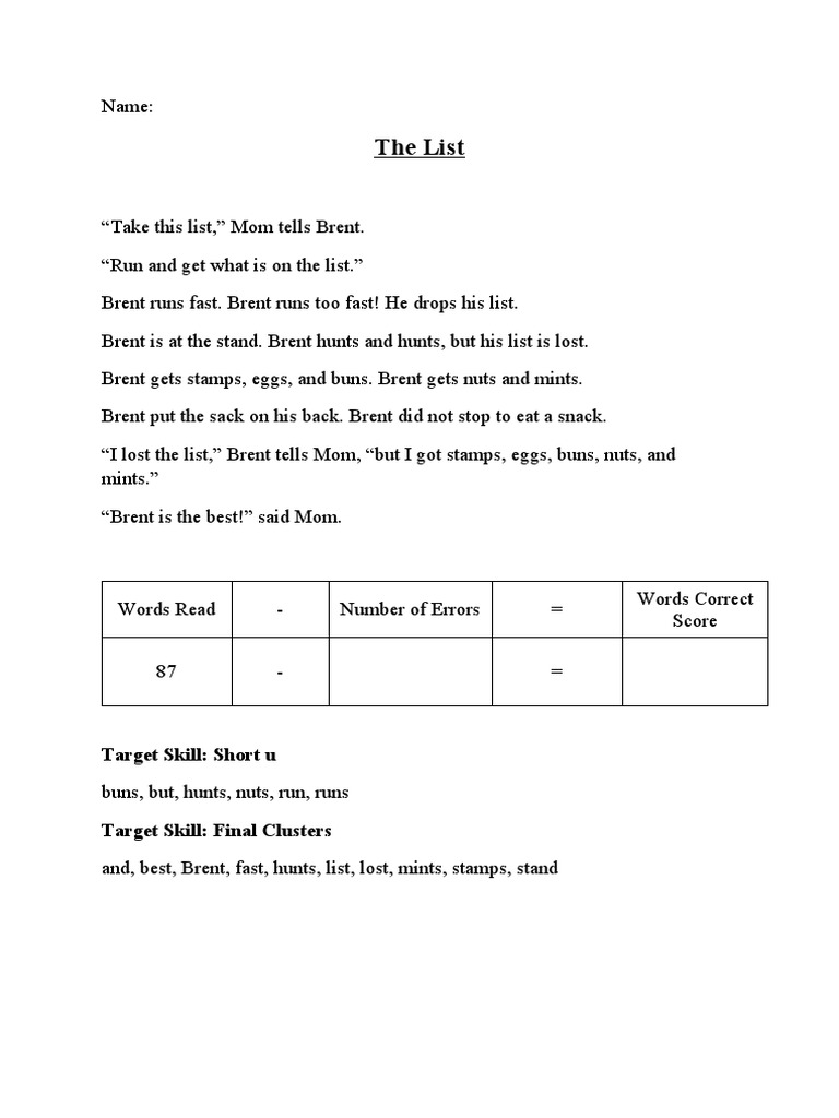 Reading Lesson 10 | PDF