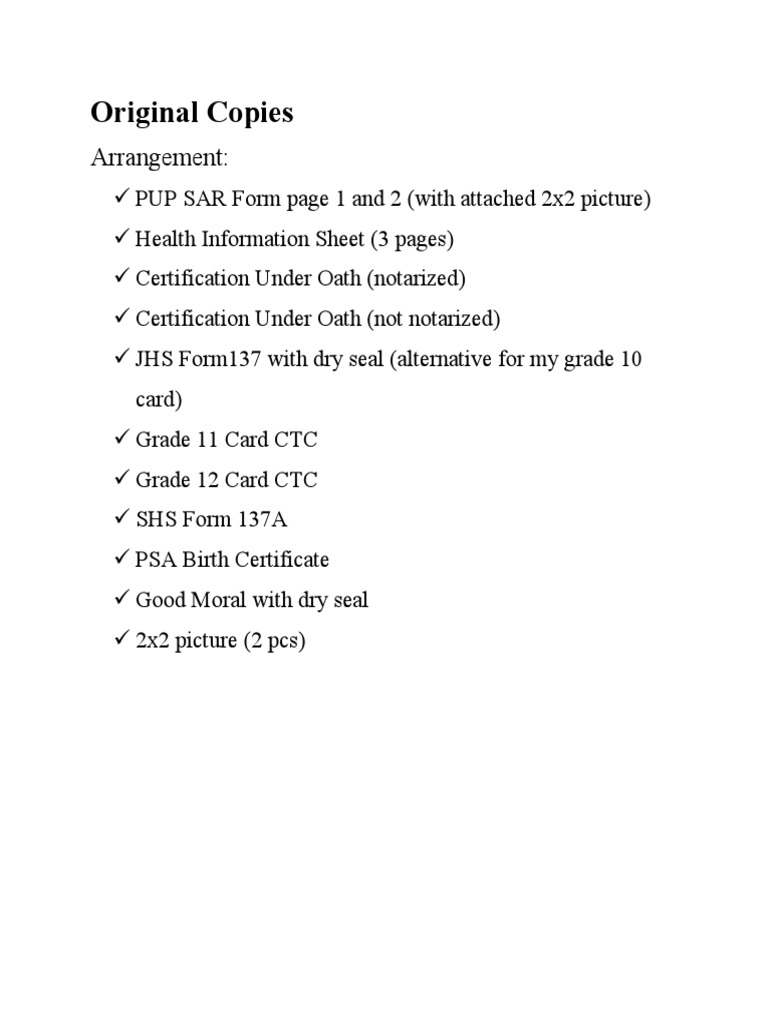 PUP Requirements | PDF