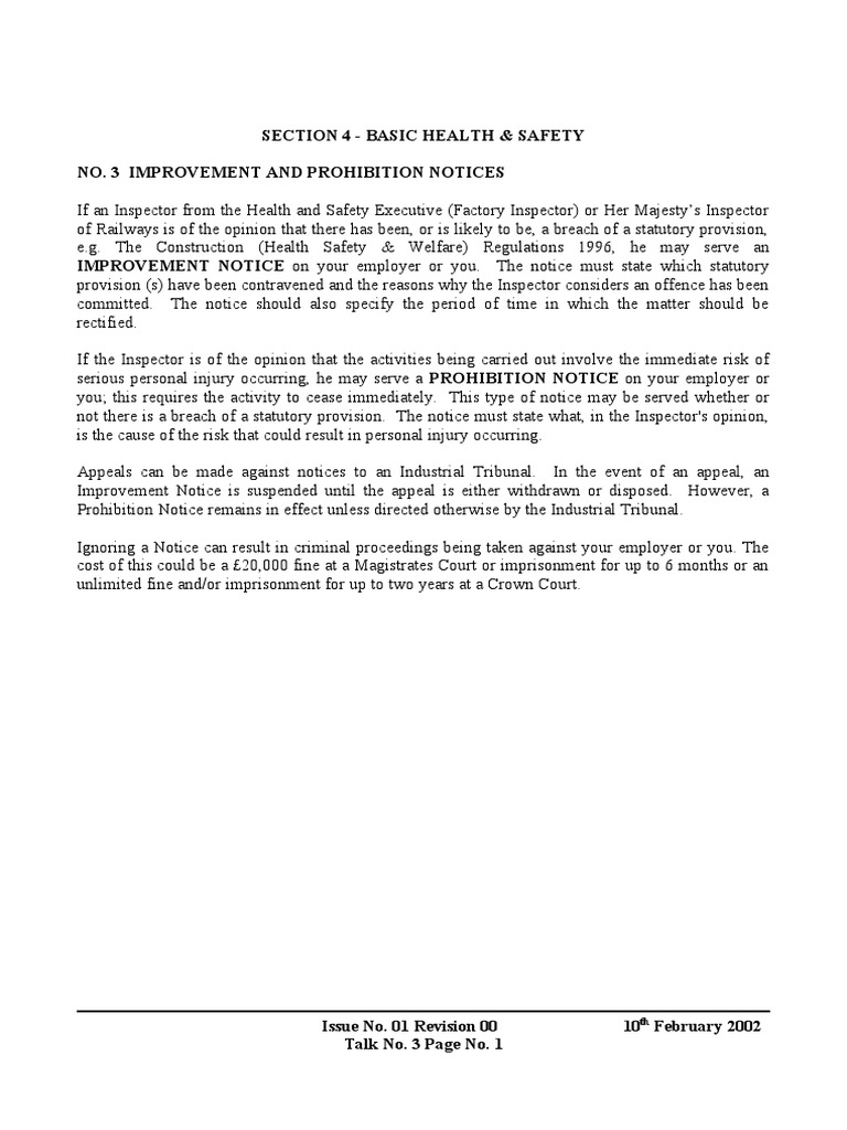 Sect 04 No 3 Improvement & Prohibition notices