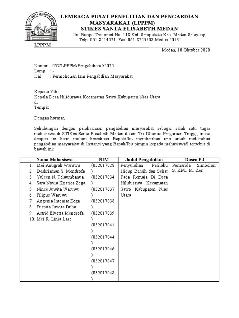 Surat Permohonan Pengabdian-1 | PDF