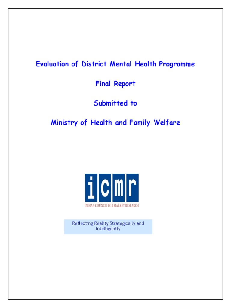 Evaluation of DMHP Icmr Report For The Ministry of HFW | PDF | Mental ...