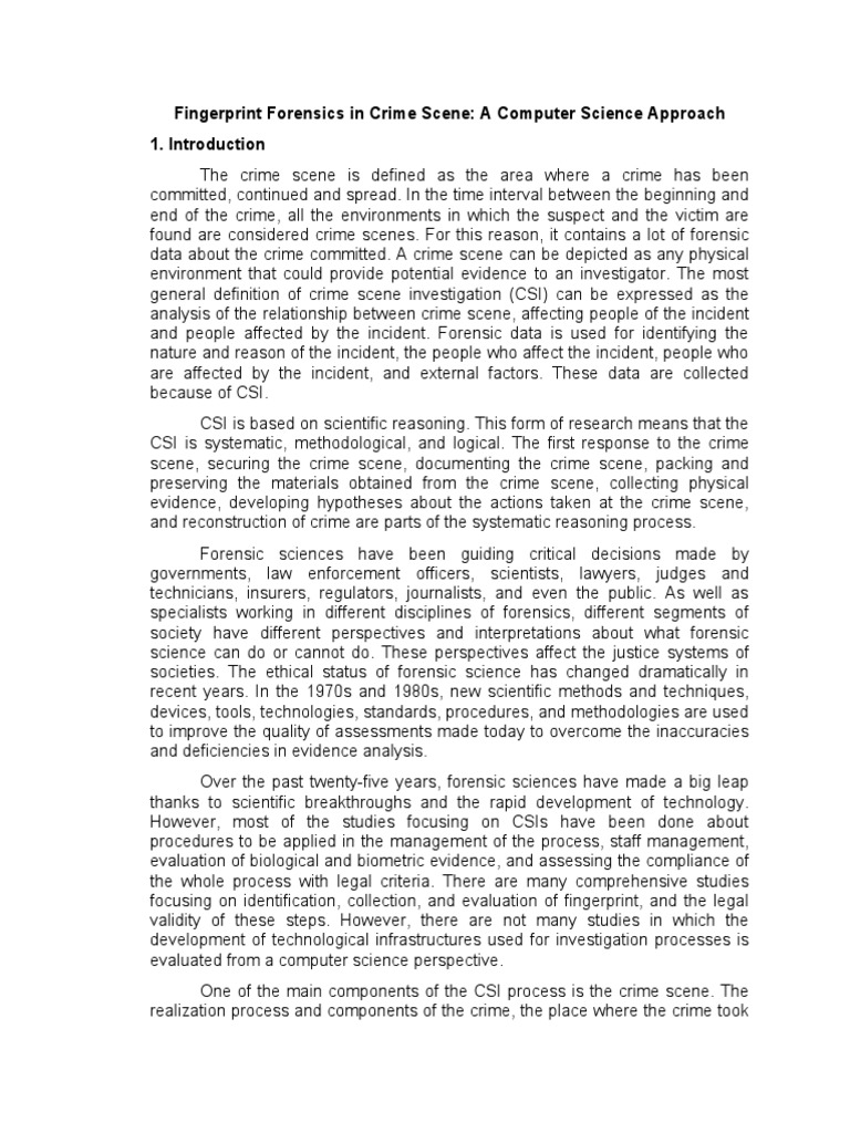 Fingerprint Forensics in Crime Scene | PDF | Fingerprint | Forensic Science