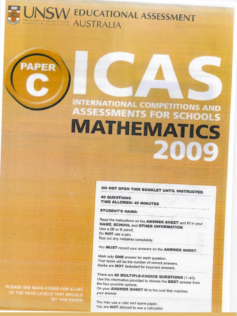 ICAS Math C 2009 PDF | PDF