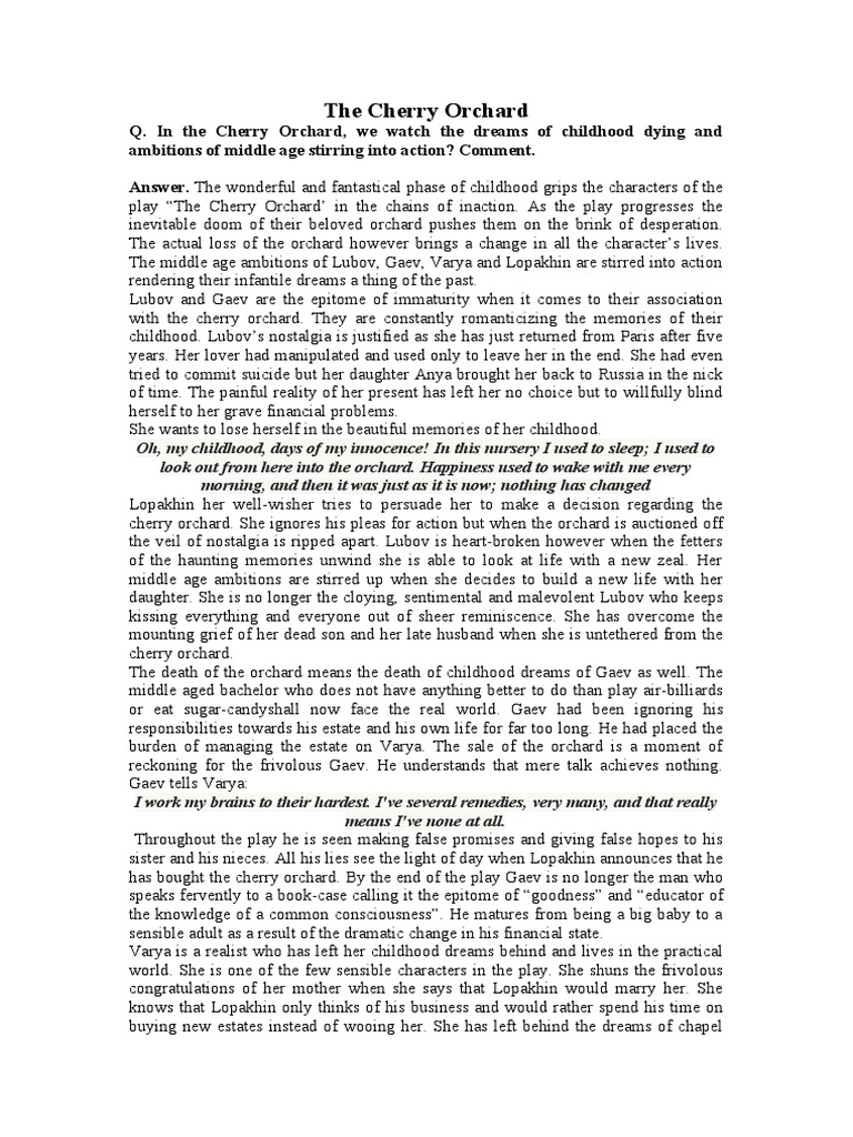 The Cherry Orchard | PDF